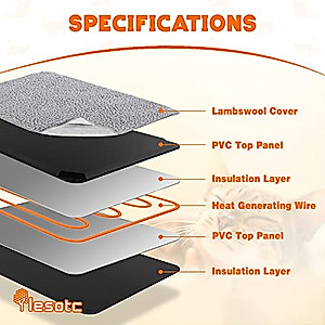 Large Extreme Weather Outdoor Dog Heating Pad with Timer,Safety Pet Heating Pad for Dog Kennel,Waterproof Heated Bed Mat,Adjustable Warming Mat with 6 Levels Temp& 4 Timers for Whelping Box Deck