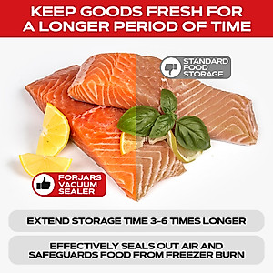 FORJARS Vacuum Sealer Bags Rolls Airtight Food Storage and Method Sous Vide Cooking - Perfect for Food Storage and Cooking - Ideal for Home and Commercial Use (11INx50FT)