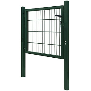 GOLINPEILO Fence Gate Garden Mesh Gate Outdoor Fence Gate Metal Fencing with Posts Spike Galvanized Steel Patio Entrance Barrier for Outdoor, Yard, Patio, Entry Way 41.7"x51.2" Green -AA