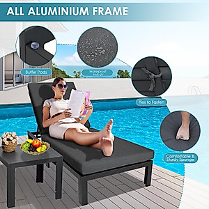 OUTPLATIO Aluminum Lounge Chair and Table for All-Aluminum Conversation Sets Outdoor Patio Furniture Sectional Set (2pcs, Grey)