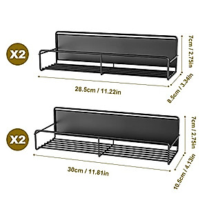 Mystozer 4 Pack Magnetic Spice Rack Organizer, Space Saver for Refrigerator and Microwave Oven, Metal Fridge Shelf, Black