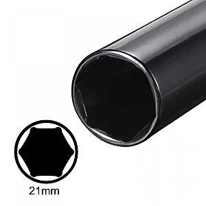 uxcell 1/2" Drive by 21mm Deep Impact Socket, Heat-Treated CR-V Steel 6" Length, 6-Point Metric Sizes