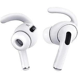 ALXCD Earhook Ear Tips Replacement for Air Pods Pro, 1 Pair Over-Ear Soft Silicon Ear Hook & 2 Pairs in-Ear Silicone Ear Tips in 1 Set [Anti Lost] [Anti Slip], Fit for Air Pods Pro (1C+2S) White
