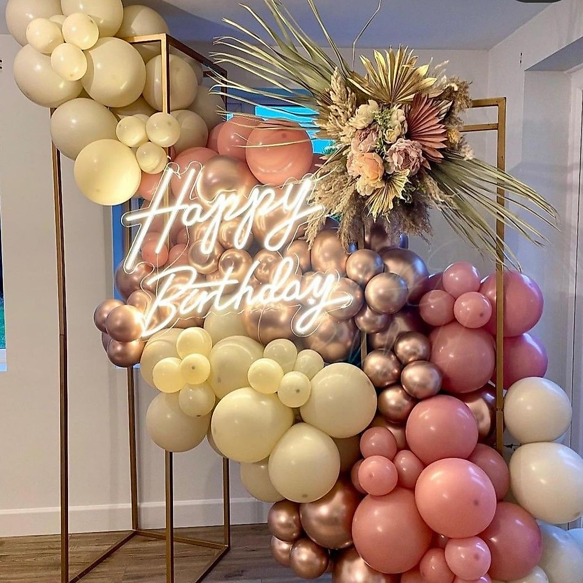 Pink Balloon Garland Arch Kit, 120Pcs Sakura Pink Beige Metallic Rose Gold Latex Balloons for Girls Baby Shower Wedding Birthday Graduation Anniversary Bachelorette Party Decorations