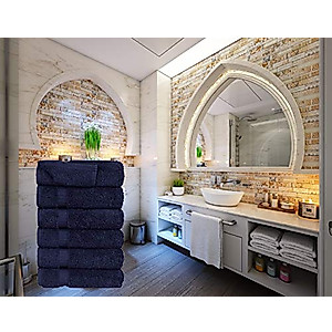 FTB Classic Washcloths Set 6 Piece Washcloths (Navy Blue, 6 Washcloths)