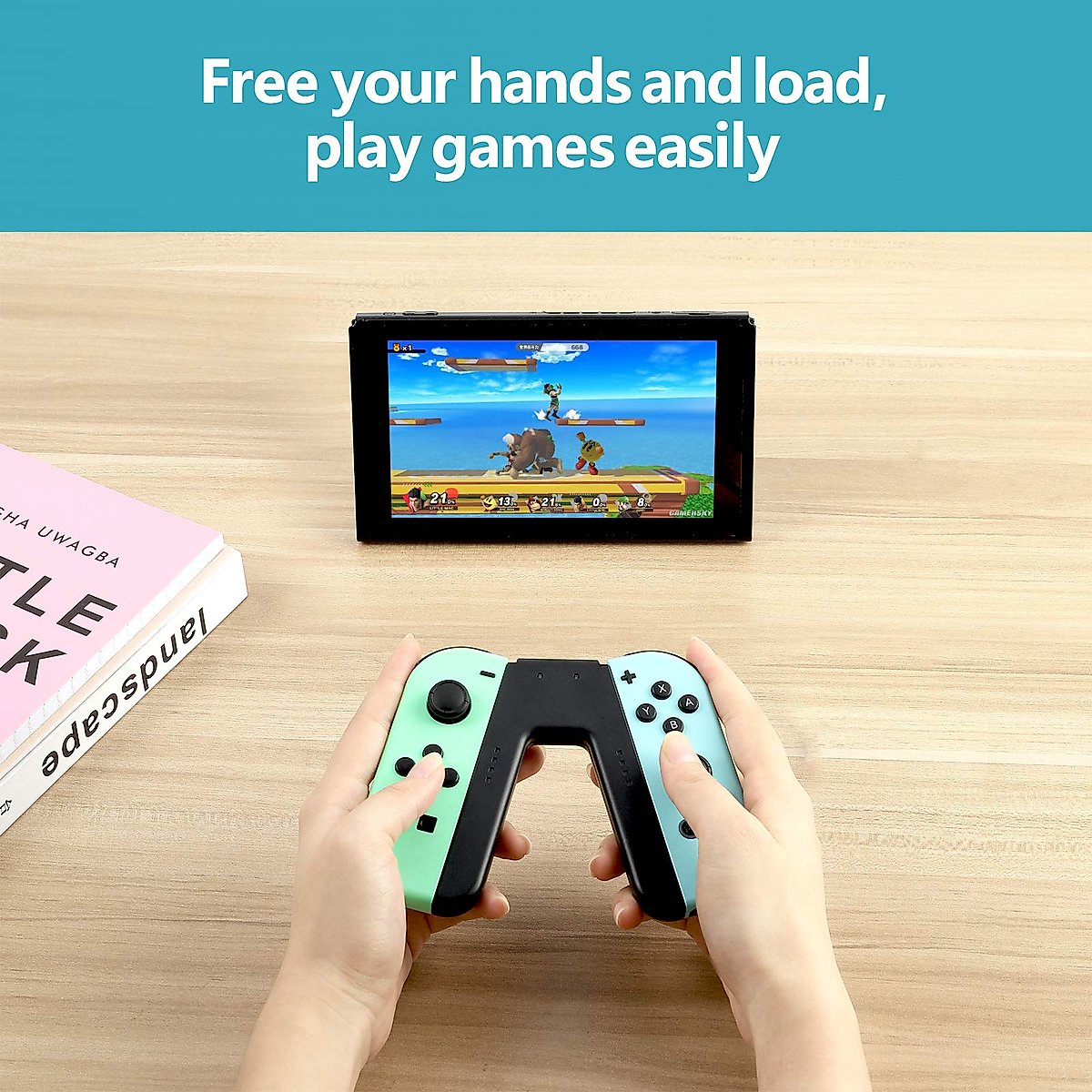 Joy-Con Charging Grip for Nintendo Switch OLED Controllers, MYCHEER Comfort Joycon Grip Controllers Portable Gradient V-Shaped Handle for Switch Joy-con Speed Charge While Play
