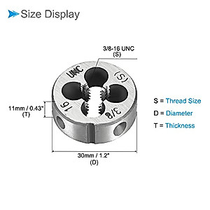 CoCud Round Threading Dies, 3/8-16 UNC Thread, 9SiCr Alloy Tool Steel Screw Milling Tools - (Applications: for Machine Thread Repair), 2-Pieces