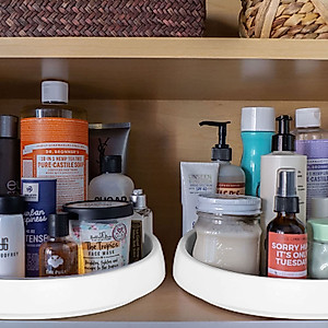 FVIEXE 6PCS Non-Skid Cabinet Lazy Susan Turntable 10 Inch, 360 Degree Rotating Kitchen Spice Rack Spinning Lazy Susan Turntable Organizer, Pantry Countertop Vanity Bathroom Display Stand White/Gray