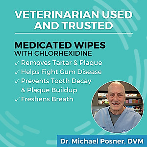 Nootie Medicated Dental Wipes for Dogs, Cleans Teeth and Freshens Breath for Dogs - Prevents Plaque and Tartar Dog Oral Care, 60 Count