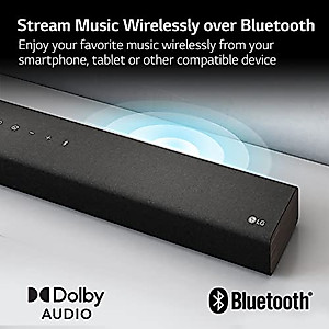 LG Sound Bar and Wireless Subwoofer S40Q - 2.1 Channel, 300 Watts Output, Home Theater Audio Black