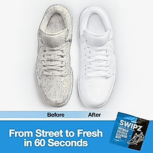 Swipz Shoe and Sneaker Wipes - Complete Tennis Shoe Cleaner Eraser Kit - Instant White Leather Sole Cleaner Cloths in 12 Travel Packs