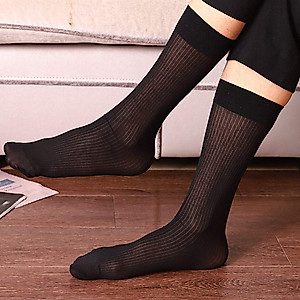 Goobester Men Tube Male Sheer Formal Dress Wear Suit Black Stocking Business Socks Black