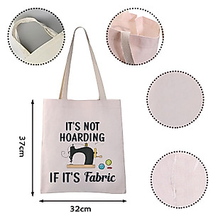 VAMSII Sewing Tote Bag it's not Hoarding if it’s Fabric Shoulder Bag Funny Sewing Gifts for Sewing Lovers Quilting Gifts for Quilters Sewers (it’s Fabric tote)