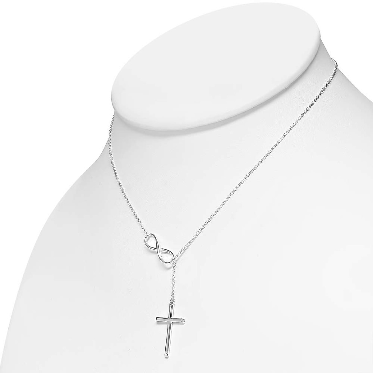 925 Sterling Silver Infinity Cross Necklace For Women - Modern Cross And Infinity Necklace - Infinity Love Cross Pendant In 3 Color Styles - Religious Jewelry with Adjustable Chain - Top Gifting Idea