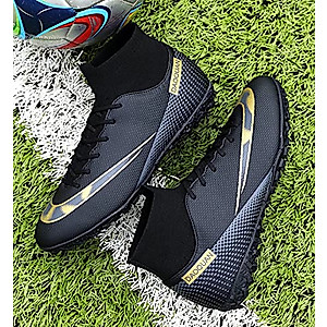 Qzzsmy Football Sneakers for Mens,Soccer Boots Indoor Turf Cleats,High Tops Ankle Boots ZQXCD05-M1-40