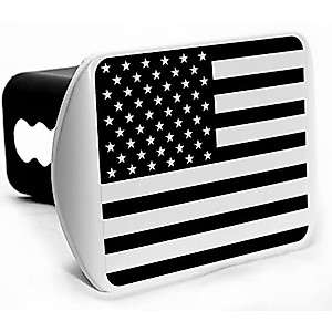 eVerHITCH U.S. American Flag Black & White Metal Hitch Cover with 5/8-Inch Pin Diameter Trailer Hitch Lock (Fits 2" Receiver, B&W with Locking Pin)