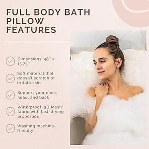 Bath Pillows for Tub Neck and Back Support - Full Body Bath Pillow for Bathtub Premium Comfort for Ultimate Home Spa, Bath Accessories for Women, Self Care Gift Ideas, Pampering and Relaxation Gifts.