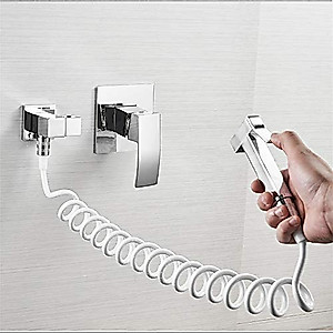 MINJING Toilet Bidet Angle Copper Single Cold Bathroom Toilet Shower Spray Gun Nozzle Bidet Faucet Bathroom Hardware,Chrome