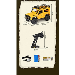 FMTStore MN98 RTR Model 1/12 2.4G 4WD Climbing Rock Crawler Off-Road RC Truck Car Upgrade Parts Land Rover Defender Vehicles Indoor Toys Models for Kids and Adults - Yellow