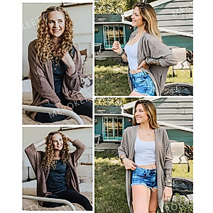 MEROKEETY Women's 2024 Fall Waffle Knit Batwing Long Sleeve Cardigan Loose Open Front Sweater Coat, Brown, XX-Large