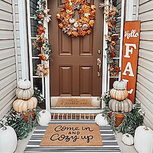 KaHouen Black and White Striped Outdoor Rug 27.5"x43", Front Porch Rug, Hand Woven Cotton Washable Striped Layered Doormats for Layered Door Mats Porch/Kitchen/Laundry Room/Farmhouse/Entryway