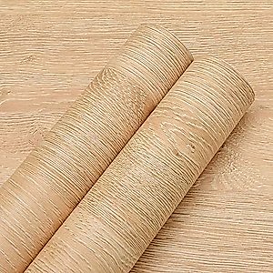 Self Adhesive Faux Light Wood Vinyl Contact Paper for Kitchen Cabinets Shelves Drawer Cupboards Table Desk Arts and Crafts Decal 15.7 x117 Inches