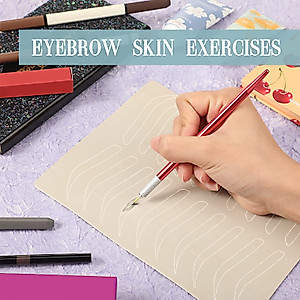 20 Pieces Microblading Supplies Double Sided Practice Skin for Eyebrows Tattoo Fake Skin Rubber Microblading Kit No Ink Makeup Silicone Skins to Practice Brow