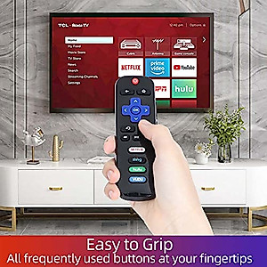 Replacement Remote for All Roku TV, Universal Remote for TCL Roku/Hisense Roku/ONN Roku/Sharp Roku TV with Netflix, Sling, VUDU and Hulu Buttons