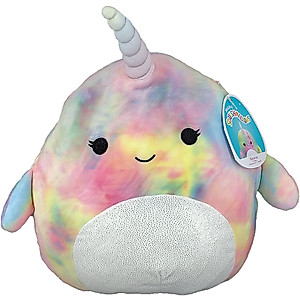 Squishmallows KellyToys - 8 Inch (20cm) - Navina The Pink Rainbow Tie Dye Narwhal - Super Soft Plush Toy Animal