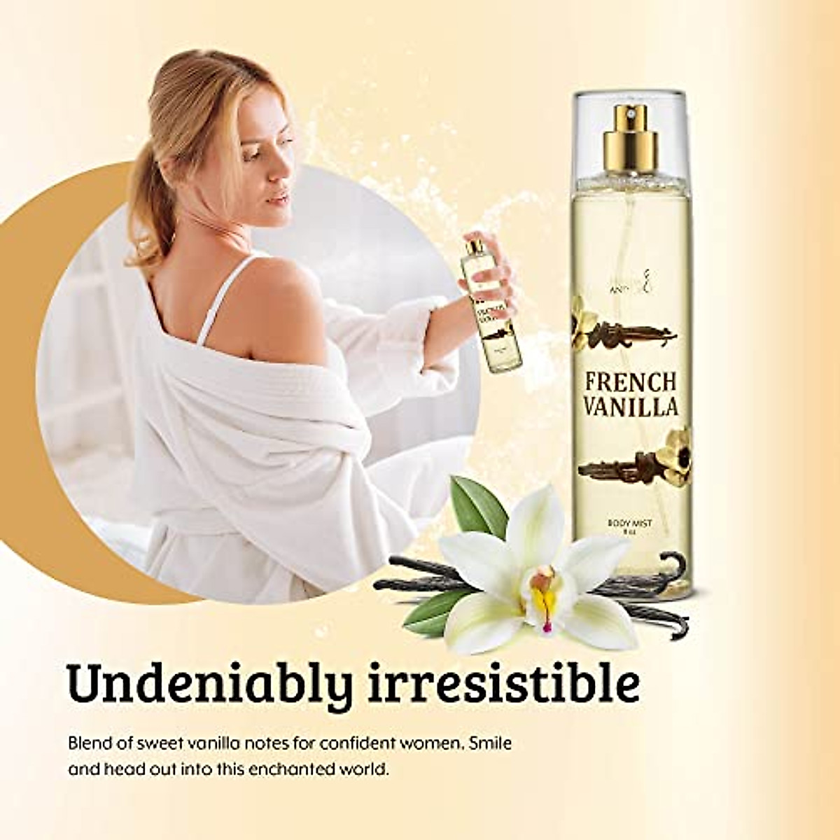 Home Spa Gift 8 oz. Fine Fragrance Body Mist Holiday Luxury Scented Body Spray for Women (French Vanilla)