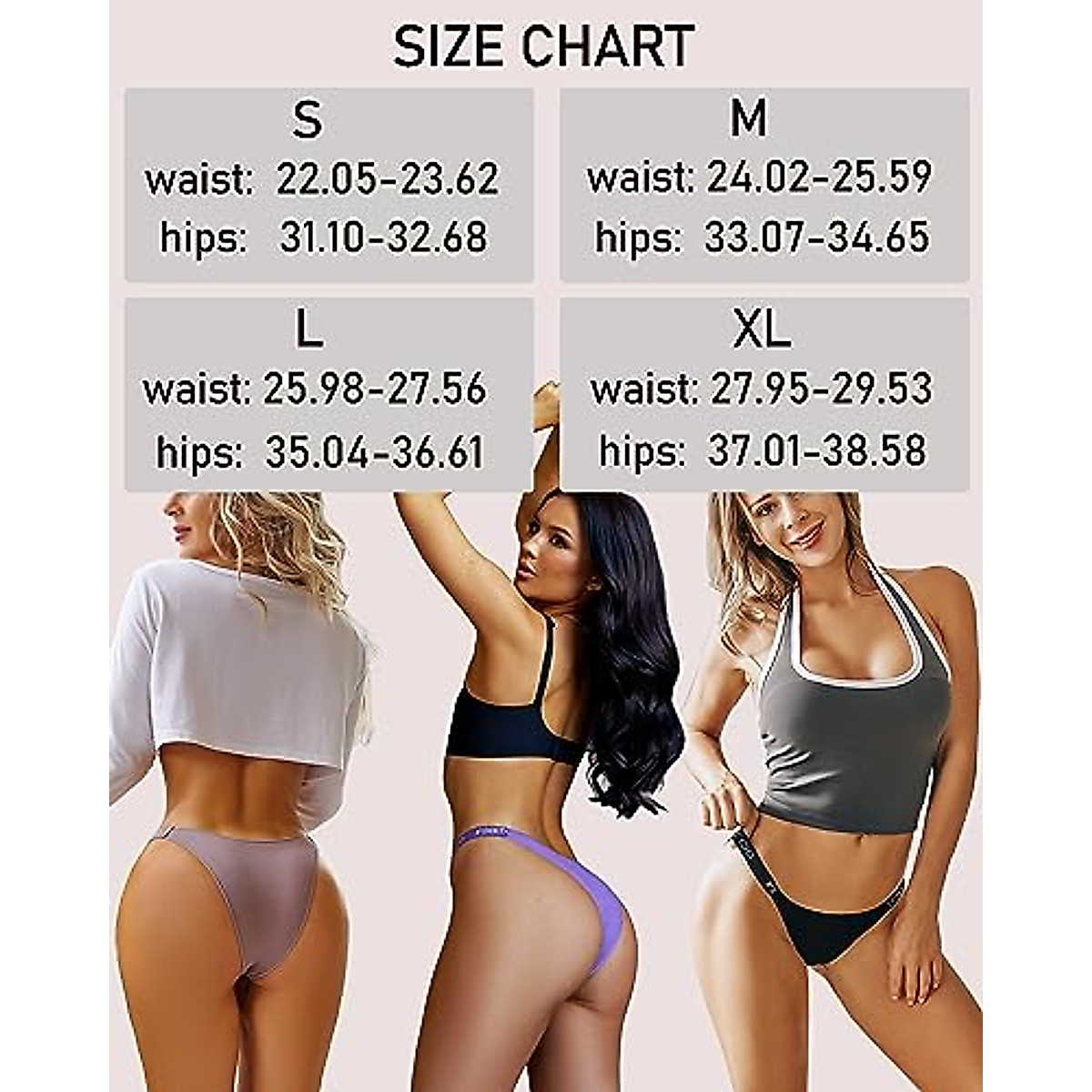 FINETOO Womens Underwear Cotton High Cut String Bikini Panties Low Rise Hipster Ladies Sexy Cheeky Underwear Pack