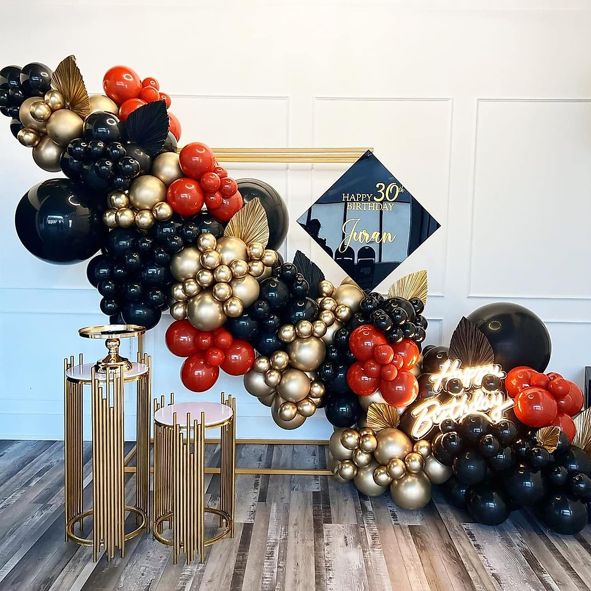 COKAOBE Red Black and Gold Balloons Garland Kit, 124pcs Red Black Metallic Gold Confetti Balloon Arch Kit for Wedding, Birthday Graduation Baby Shower Celebrations Anniversary Party Decorations
