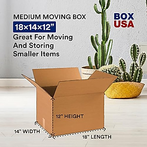 BOX USA Moving Boxes Medium 18"L x 14"W x 12"H 10-Pack | Corrugated Cardboard Box for Shipping, Mailing, Packing, Packaging and Storage 18x14x12