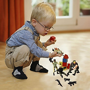 HAPTIME Army Men Action Figures Soldiers Toys with Accessories / SWAT Team Figure Military Playset for Boys Girls Children Kids 3 4 5 6 7 8 9 Years Old,Great as Christmas,Birthday(Special Troops)