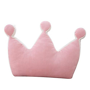 Nunubee Short Plush Crown Shaped Throw Pillows Fluffy Plush Stuffed Toy Gift Kids Room Decoration 14.2 Inch / 36 cm - Pink Triangle Crown