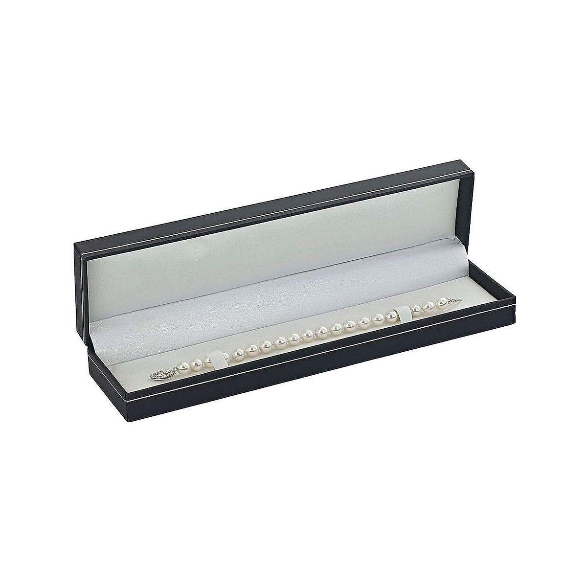 The Pearl Source 14K Gold 7-7.5mm AAA Quality Round White Japanese Akoya Saltwater Cultured Pearl Bracelet for Women