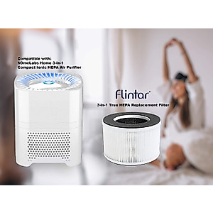 Flintar True HEPA Replacement Filter, Compatible with hOmeLabs Home 4-in-1 Compact HEPA Air Purifier HME020020N Only, AKJ050GE, 2-Pack