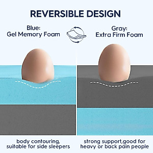 ELEMUSE 3 Inch Dual Layer Mattress Topper Queen, 2 Inch Air Circulation Egg Crate Memory Foam Pad, 1 Inch Cooling Down Alternative Pillowtop Mattress Pad, Soft Comfort Support