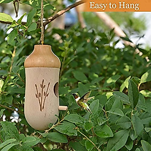 2023 Bird houses- Natural Wooden for Outside Hanging, hummingbird Swinging Nest for Garden Window Outdoor Home, 3 Packs