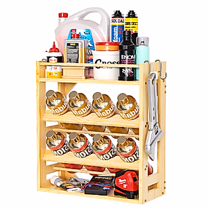 uyoyous Spray Paint or Lube Can Storage Holder Rack 4 Tier 8 Can Wall Mount Spray Can Organizer Wood Shelf Case Organizer for Garage Shop Craft Workroom 15.75In(L) x16.9In(W) x6.7In(H)