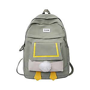 Kawaii Backpack Duck School Bag Casual Korean Version for Students Teens Aesthetic Cute Adorable Cartoon (Green)