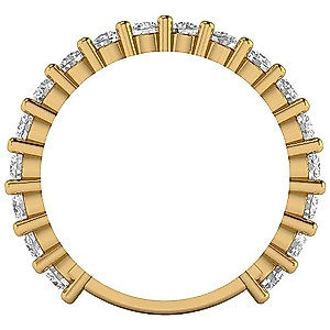 1.52 Carat Round Cut Zircon 14k Yellow Gold Eternity Designer Art Deco Everlasting Danity Statement Ring Band Sz 3.75