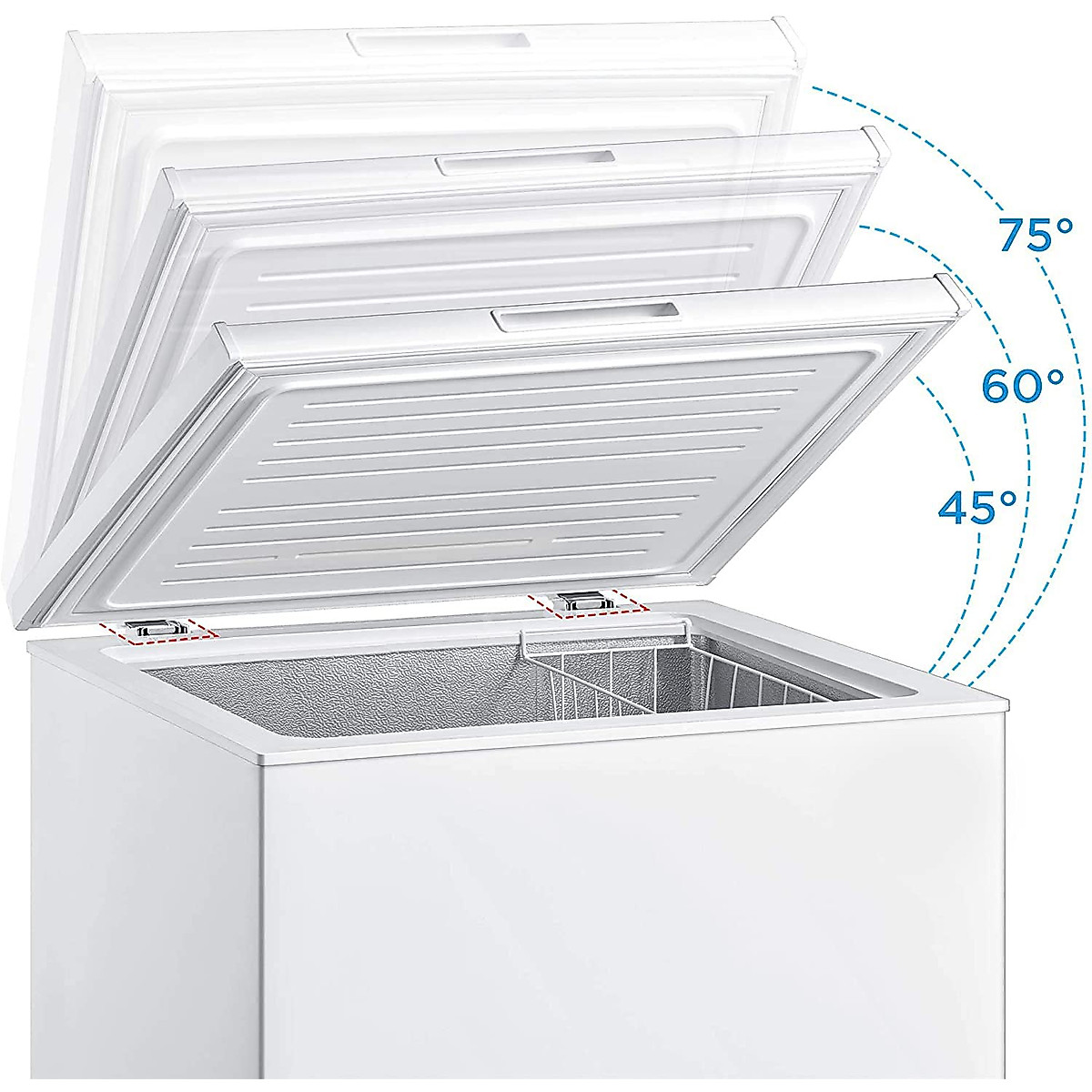 Smad Chest Freezer 7.0 Cubic Feet with Removable Basket Flip-up Lid Deep Freezer Adjustable Temperature, for Apartment Home Kitchen Grocery, White