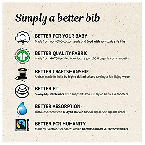 Kishu Baby Indi Infinity Scarf Bib - Super Soft Organic Cotton Muslin Drool Bib with Snaps (Olive)