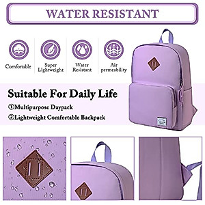 VASCHY School Backpack, Ultra Lightweight Backpack for Women Bookbag for Kids Teen Boys Girls Purple