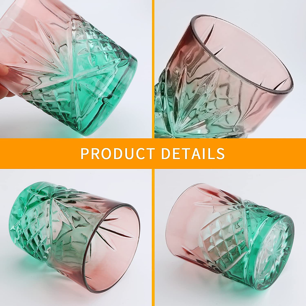 Nuxaoisgel 11oz Whiskey Glasses Cups,Scotch Glasses Set of 8,Old Fashioned cocktail glasses for Bourbon, 12pack