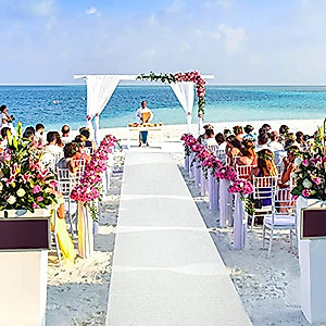 J&A Homes White Wedding Aisle Runner (3 Feet x 100 Feet) — Includes Pull String and Double-Sided Adhesive Tape — Scroll Pattern Runner is Great for Indoor or Outdoor Weddings, Prom and Parties (White)