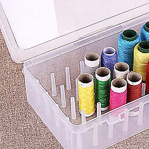 QiancArolBD Sewing Storage Box, Thread Storage, Large Thread Box, 42 Axis Sewing Threads Box Transparent Needle Wire Storage Organizer Containers Threads Case Transparent
