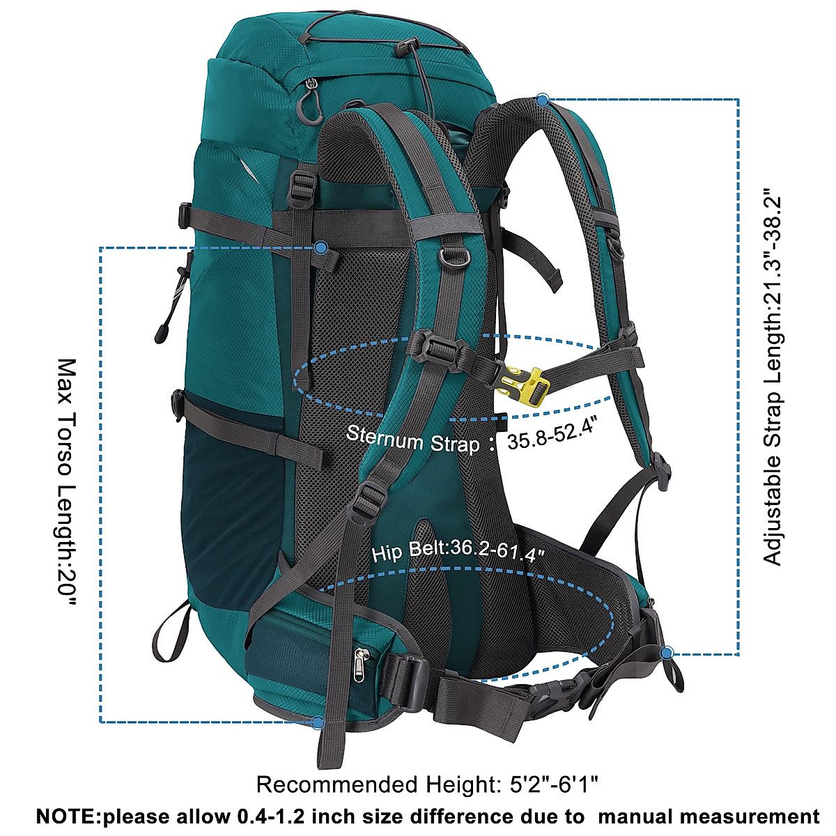 N NEVO RHINO Waterproof Hiking Backpack 60L, Camping Backpack with Rain Cover, High Performance Hiking Travel Mountaineering Backpack