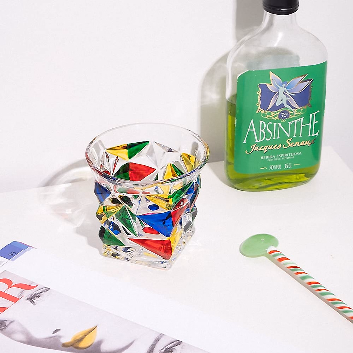 MAGCOLOR Whiskey Glass Set of 2- Lead-Free Crystal Colorful Clear Glacier texture- Premium 10 OZ Scotch Glasses for Drinking Bourbon, Scotch Whisky, Cocktails, Cognac - Fathers Day Gift